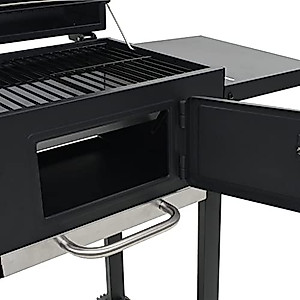 VRAXO Charcoal-Fueled BBQ Grill with Bottom Shelf Black,Outdoor Grills-37.84lbs