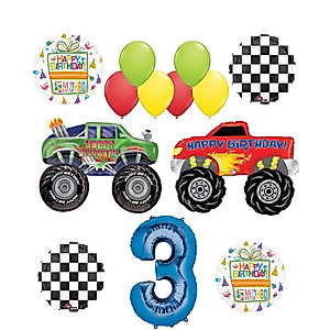 Monster Truck Party Supplies 3rd Birthday Balloon Bouquet Decorations