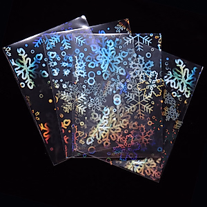 100PCS Snowflake Holographic Foil Card Sleeves for Game Cards Kpop Photocards Top Loading Card Protector (65x90mm)