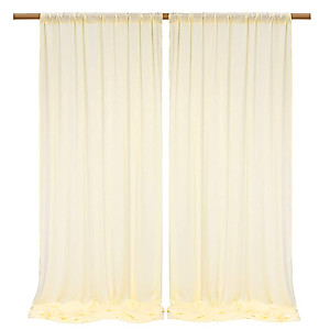 SHERWAY 9.6 Feet x 10 Feet Ivory Silky Soft Curtain Wedding Backdrop Drapes, Slightly Shiny Satiny Window Curtains for Party Ceremony Decoration