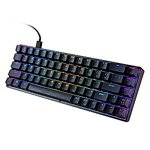 Wscoficey Gaming Office Keyboard RGB Backlight, Portable 68 Keys Ergonomic Design Metal Panel, Blue Switch Floating Key-caps for Windows PC Laptop Desktop