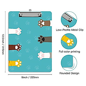 ZAXMEY Plastic A4 Clipboards, Cute Clip Board Stardard Letter Size 9 x 12.5 in, Office Decorative for Students Women Men and Kids, Cat Claw