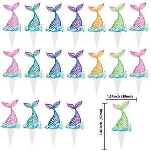 Ephlyn 36Pcs Mermaid Tail Cupcake Toppers Mini Under the Sea Mermaid Tail Cake Topper Decorations Mermaid Cupcake Picks for Mermaid theme Birthday Party Decoration Baby Shower Supplies