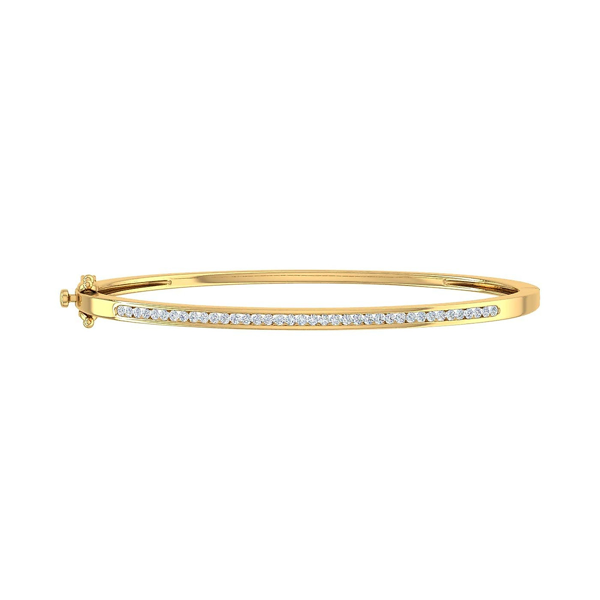 1/2 Carat Diamond Bangle Bracelet in 10K Yellow Gold (7 Inch)