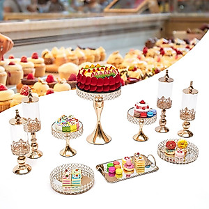 10 Pack Cake Stands Set Metal Cupcake Holder Cake Tray Crystal with Acrylic Mirror, Dessert Display Plate Decor Serving Platter for Party Wedding Birthday Baby Shower Celebration Home Decoration