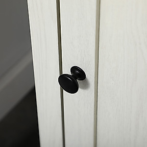 kleankin Slim Bathroom Storage Cabinet with Triple Open Shelves & Cupboard, Wooden Freestanding Linen Tower Tall Skinny Bathroom Storage Cabinet with Door and Shelf Adjustability, White