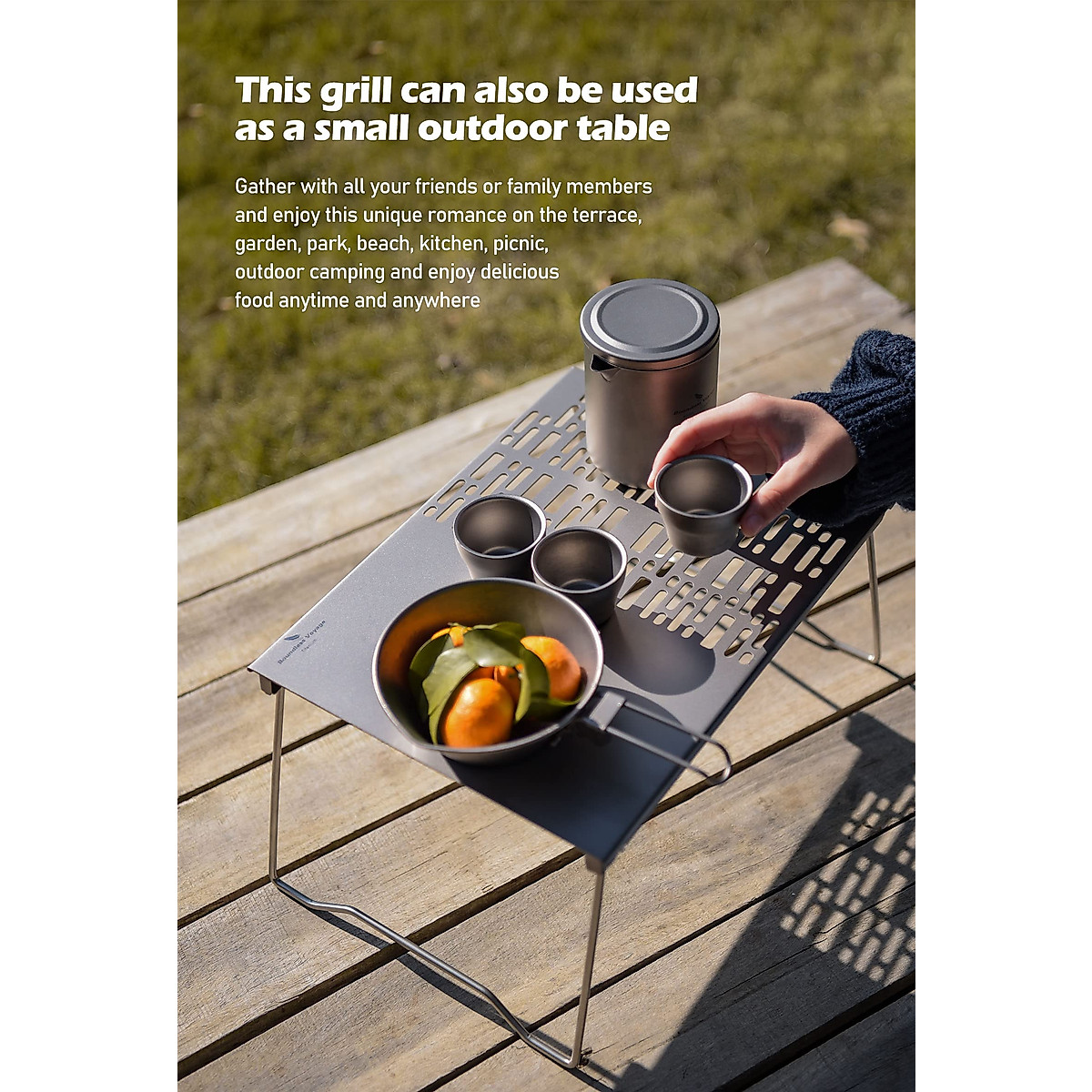 Boundless Voyage Titanium Folding Campfire Grill Portable Outdoor Camping Barbecue Grill Grate with Legs