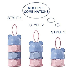 AMOCHY 3 Layers Stackable Formula Dispenser,Portable Formula Container with Carry Handle for Travel,Non Spill Stackable Snack Storage Container 13OZ