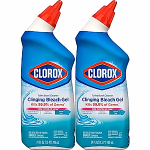 Clorox Toilet Bowl Cleaner, Clinging Bleach Gel, Ocean Mist - 24 Ounces, Pack of 2