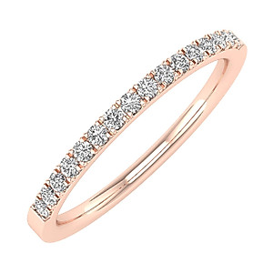 10K Rose Gold Diamond Semi-Eternity Wedding Band Ring (0.15 Carat) (Ring Size 7.75)