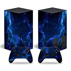 DOMILINA Full Body Vinyl Skin Stickers Decal Cover for Series X Console & Controllers(Blue Galaxy)