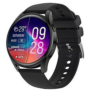 Smart Watch for Men 1.32 inch Full Touch Screen Fitness Tracker with Heart Rate Monitor Sleep Tracking Pedometer Watch Waterproof Smartwatch for iOS Android Phones (Black)