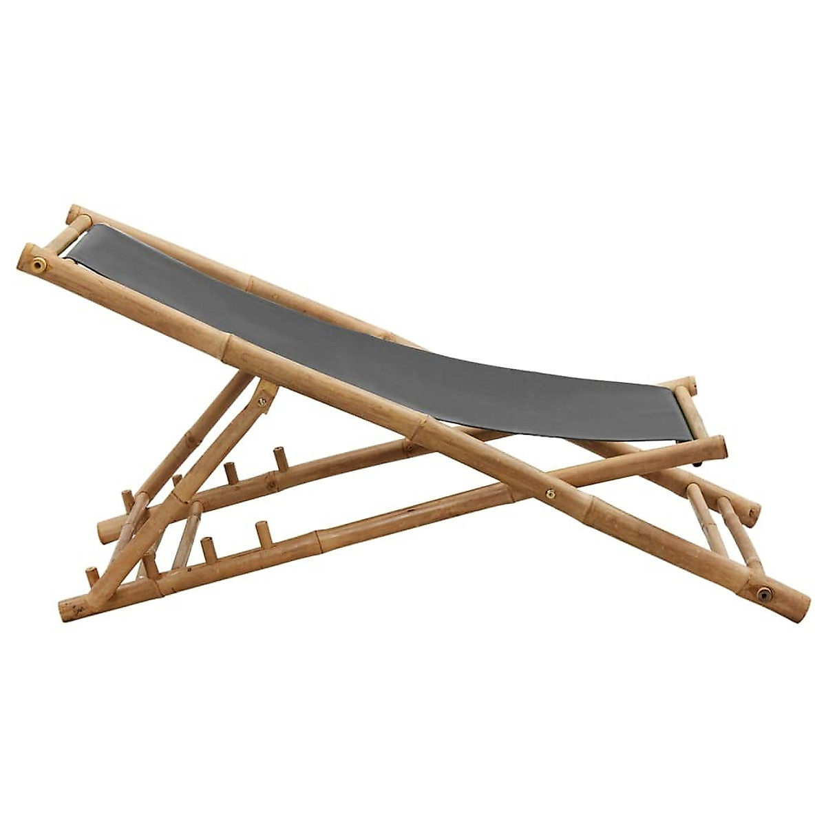 Deck Chair Bamboo and Canvas Dark Gray Embrace The Outdoor Relaxation Create Your Patio Paradise
