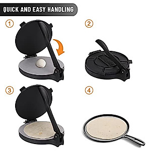 Tortillada – 10 inch Tortilla Press + Parchment Paper (100 pcs) - Pre-Seasoned Cast Iron with Recipes E-Book