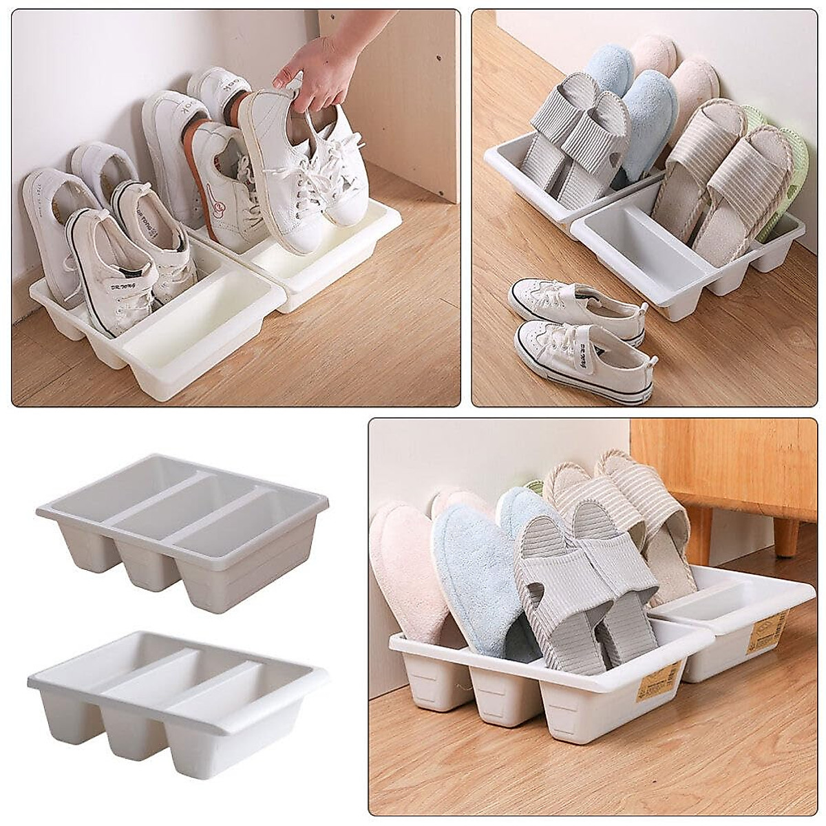 STOBAZA 2Pcs storage shoe tray shoe storage rack Entryway vertical shoe rack closet shoe rack Door Shoe stand shoes organizer rack cabinet storage shelf Shoe Shelf Finishing tray pp porch