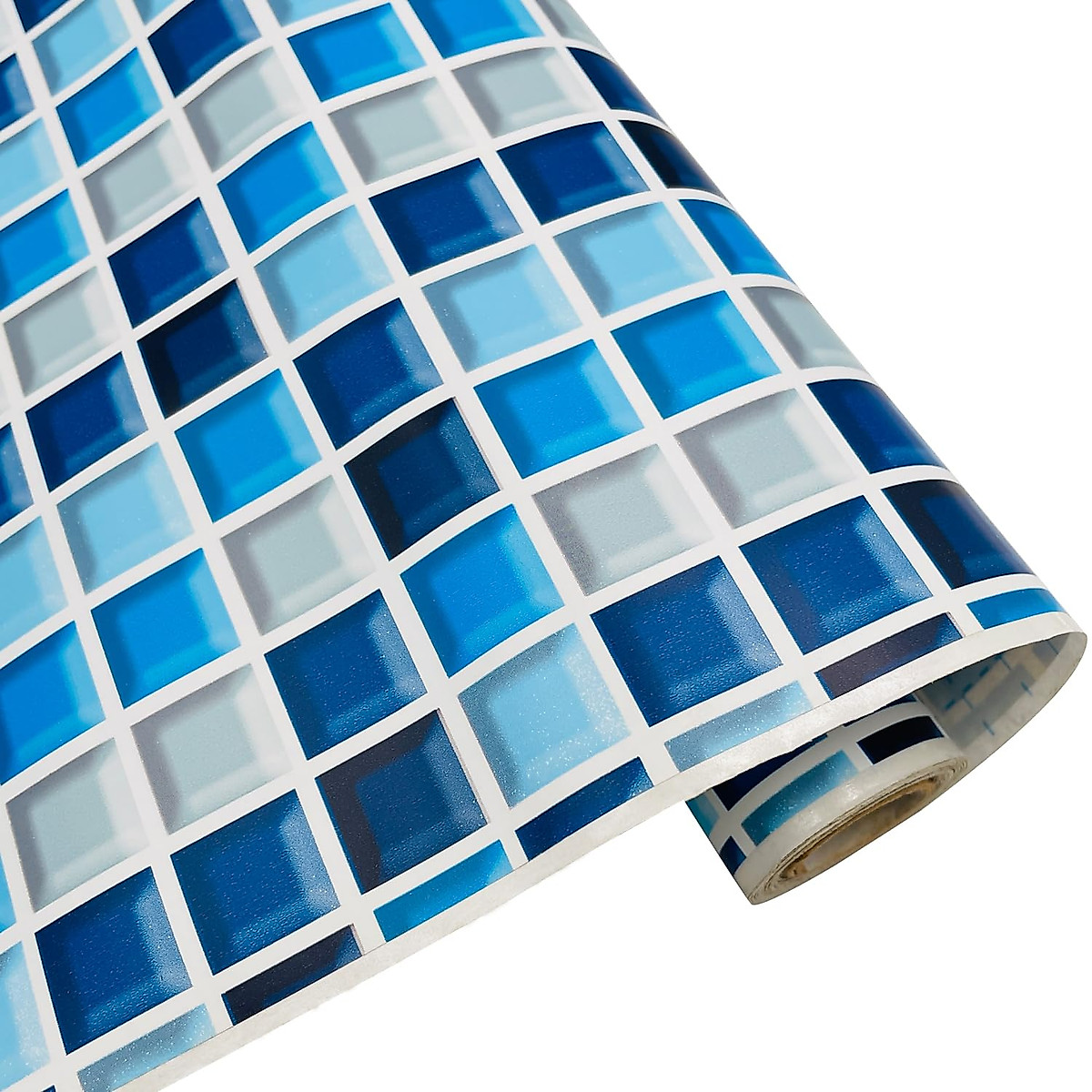 Yifely Royal Blue Mosaic Kitchen Cupboard Decor Paper Self-Adhesive Shelf Liner Countertop Sticker 17.7 Inch by 9.8 Feet