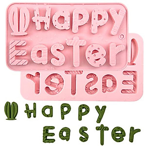 Crethinkaty Easter Chocolate Mold-1Pack Happy Easter Silicone Chocolate Mold-Happy Easter Letters Shaped Chocolate Pudding Candy Making Mold for Easter.