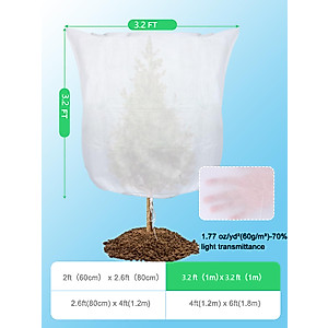 Abimars Plant Covers Freeze Protection Jacket 1.77 oz/yd², 3.2ft x 3.2ft Reusable Winter Drawstring Plant Covers with Zipper, Frost Cloth Plant Freeze Protection, 2 Pack