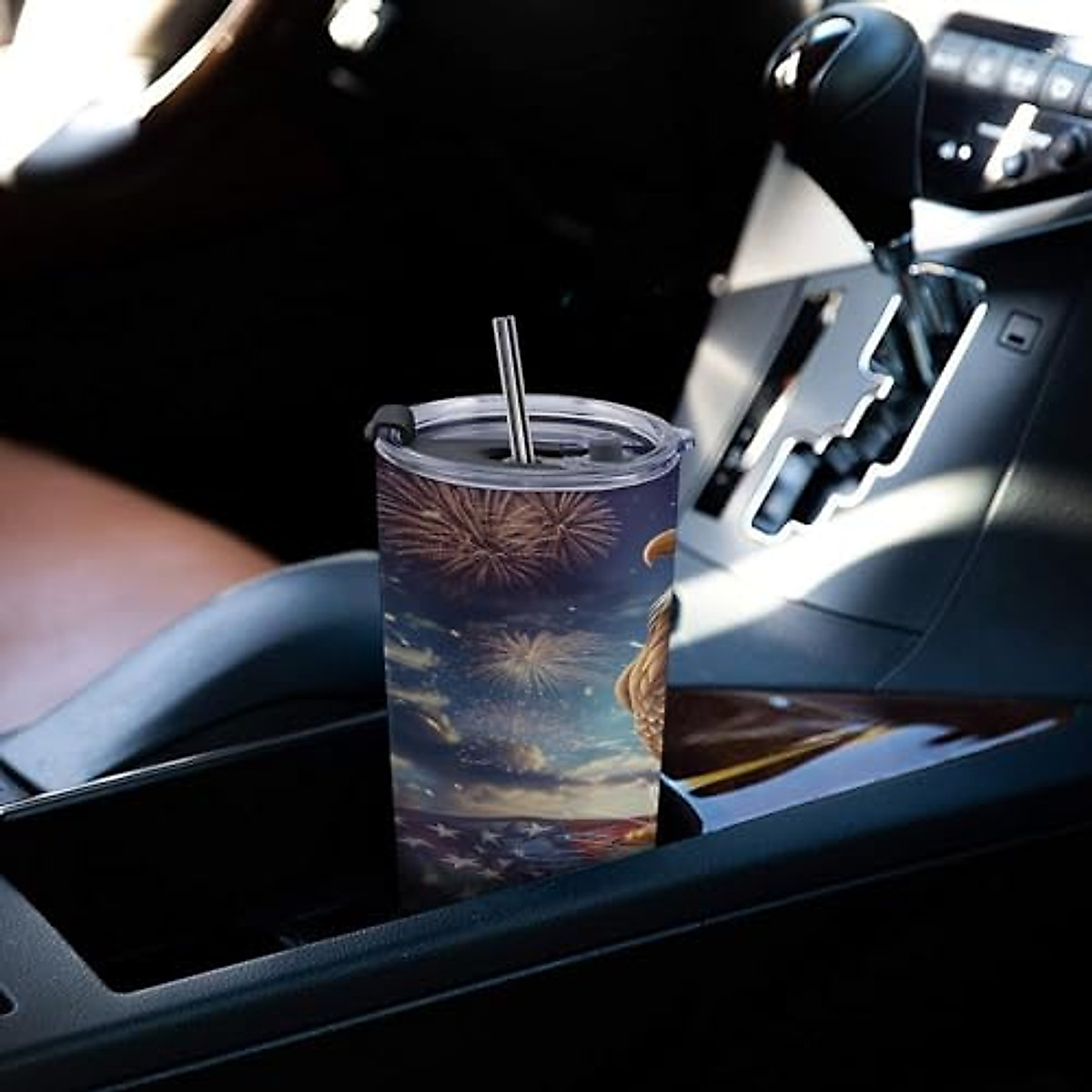 zxxpensy 20 Oz Tumbler Travel Cup Bald Eagle Water Bottle, Stainless Steel Vacuum Insulated Coffee Mug with Straw Lid And Cleaning Brush