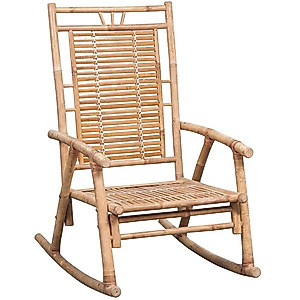 FAMIROSA Rocking Chair with Cushion Bamboo,Weight:25.46lbs,3063911
