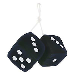 United Pacific C5038K 3”x 3” Classic Hanging Fuzzy Dice, Soft & Fuzzy Hanging Mirror Dice, Decorative Hanging Fuzzy Dice – Black/White Dots – ONE Pair