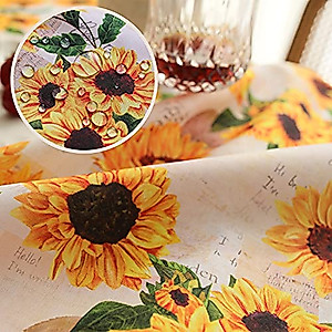 Joyfol Day Sunflower Tablecloth,Orange Floral Table Cloth for Square Tables,Waterproof Resistant Durable Flower Table Cover for Kitchen Dining Room (54 X 54 INCH)