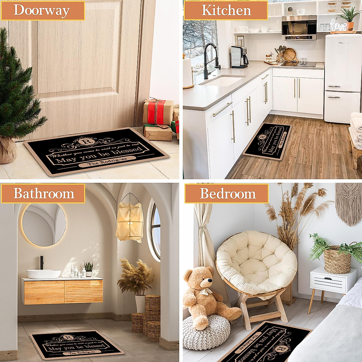 Differ More Customized Monogram Welcome Mats Outdoor for Front Door(Made in USA) - Custom Welcome Door Mats Indoor Entrance with Initial - Low-Profile Floor Mat for Yard(30"x18")