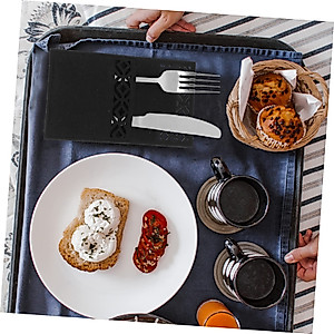 NOLITOY 20 Pcs Christmas Cutlery Bag Nativity Decor Tableware Covers for Christmas Party Cutlery Bags Christmas Tableware Bags Black Trim Tableware Pockets Simple Non-woven Fabric Fork