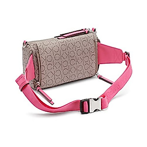 Calvin Klein Jana Novelty Convertible Crossbody & Belt Bag, Almond/Taupe/Pink Flambe
