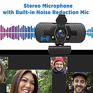 Maylibet Webcam with Microphone/Privacy Cover, External 1080P Wide Angle Streaming HD Web Camera for Desktop Computer Laptop PC Monitor