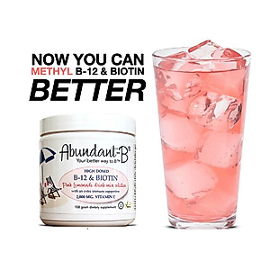 Sufficient-C Abundant-B High-Dose Methyl B-12 and Biotin Pink Lemonade Energy Drink Mix Solution - Flavor w/Function in Each Refreshing sip!