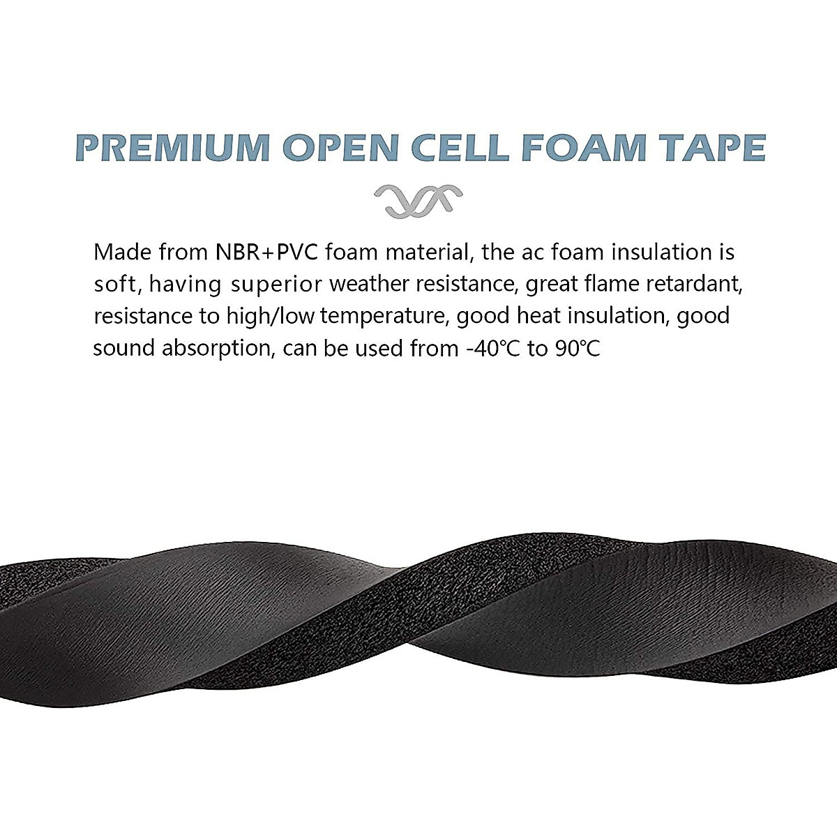 13Ft NBR+PVC Air Conditioner Foam Seal Insulating Strip 2 Roll 1 x 1 Inch 6.5 Feet Long Heavy Duty Window Seal Weather Stripping with High Resilience No-Adhesion