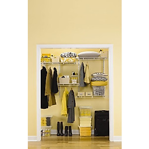 Rubbermaid FastTrack Multi-Purpose Closet Shelving Kit, White, Adjustable, Pantry Storage/Organization for your Clothes/Shoes/Food/Cleaning Supplies