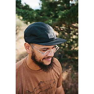 Tillak Wallowa Kodra Hat, Lightweight Oxford Nylon 5 Panel Cap with Snap Closure (Black)