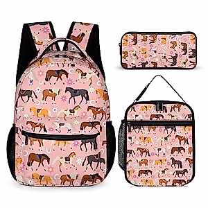 DTCCET Cartoon Horse Backpack, Horse Laptop Bag Cute Shoulders Backpack with Multiple Pockets, Horse Lovers Daypack(Horse)