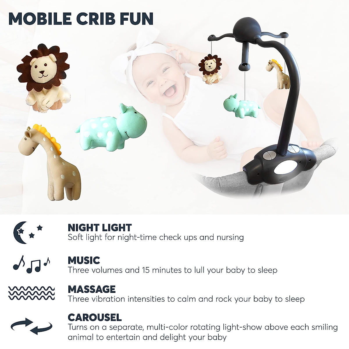 Accessory Bundle Including a Gray Baby Crib Mobile, Large Diaper Caddy, and 2 Mattress Sheets for Your Baby boy or Girl Bassinet