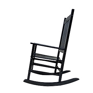 Rocking Rocker - A001BK Black Wood Porch Rocker/Outdoor Rocking Chair - Easy to Assemble - Comfortable Size - Outdoor or Indoor Use