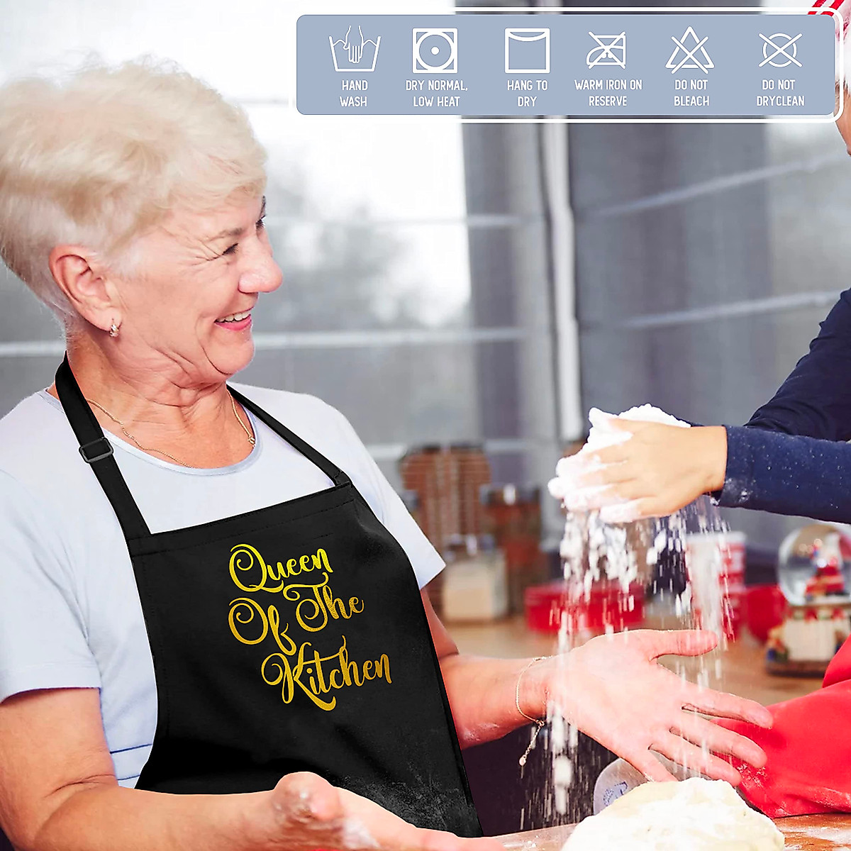 LALALA GIFT LAND Customized Kitchen Chef Apron w/Pockets - Black - White Option - 9 Font - 18 Font Color - Personalized Bbq Chef Apron (Black)