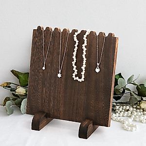 ZOOFOX Set of 2 Wood Necklace Display Stand, Jewelry Easel Display Holder for 16 Necklaces, Jewelry Display Stand for Vendors, Shows