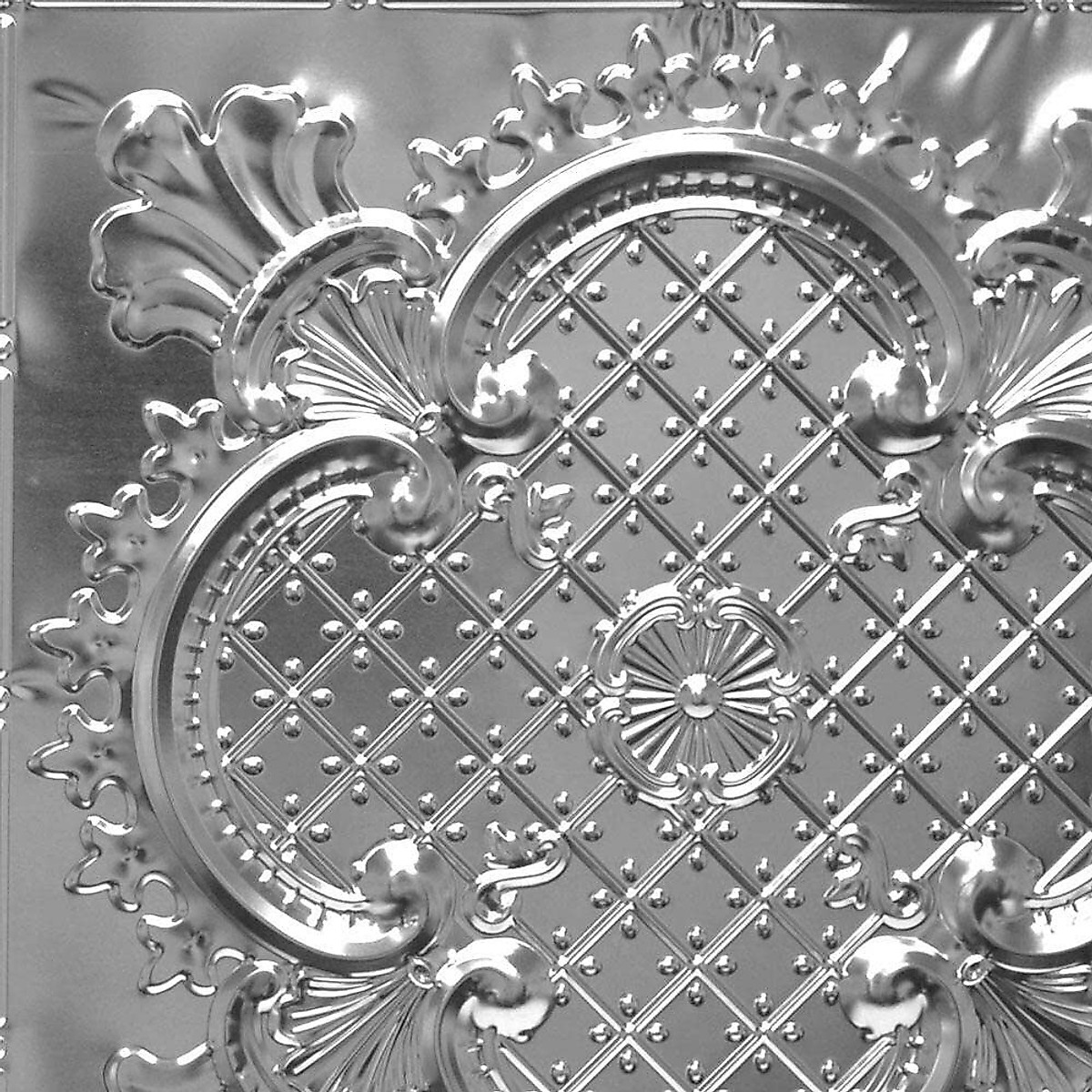 Lancelot 2 ft. x 2 ft. Tin Plated Steel Wall and Ceiling Patterns Drop in Steel (Unfinished) 12 Pack