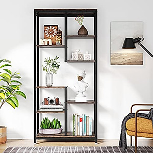 LITTLE TREE 6-Tier Tall Bookshelf Industrial Bookcase for Living Room Home Office