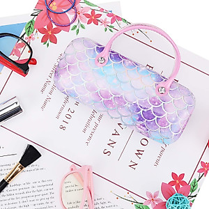 Hifot Mermaid Hard Eyeglass Case, Makeup Storage Bag Portable Sunglasses Pouch with Handle