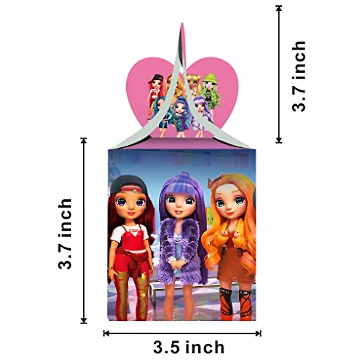 12pcs Rainbow High Dolls Party Gift Boxes Goodie Boxes for Cartoon Theme Birthday Party Supplies, Decorations Boxes Candy Boxes