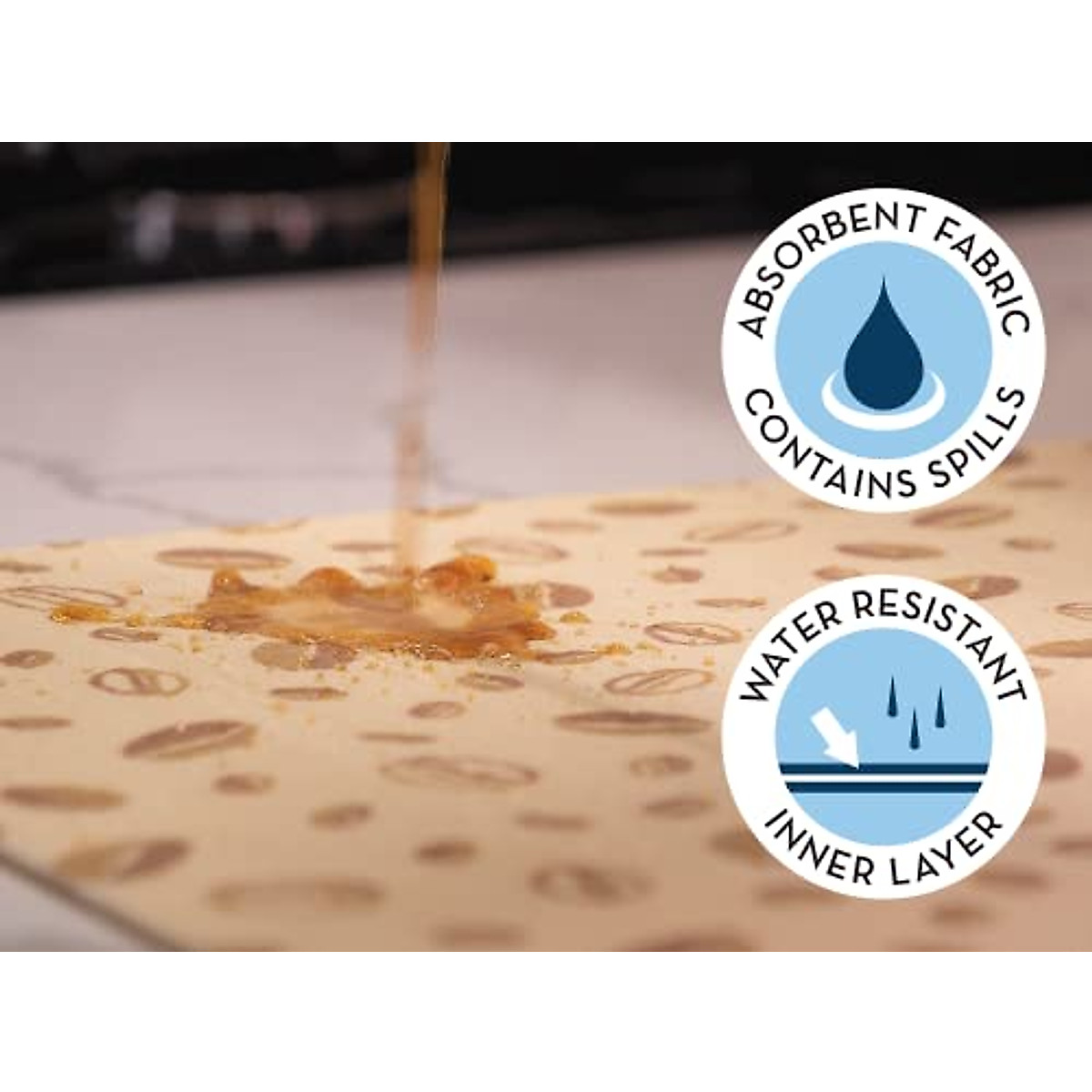 S&T INC. Coffee Mat, Absorbent Coffee Bar Mat for Coffee Maker and Espresso Machine, Coffee Maker Mat for Countertops, Coffee Beans Print, 14 in. x 20 in., 1 Pack