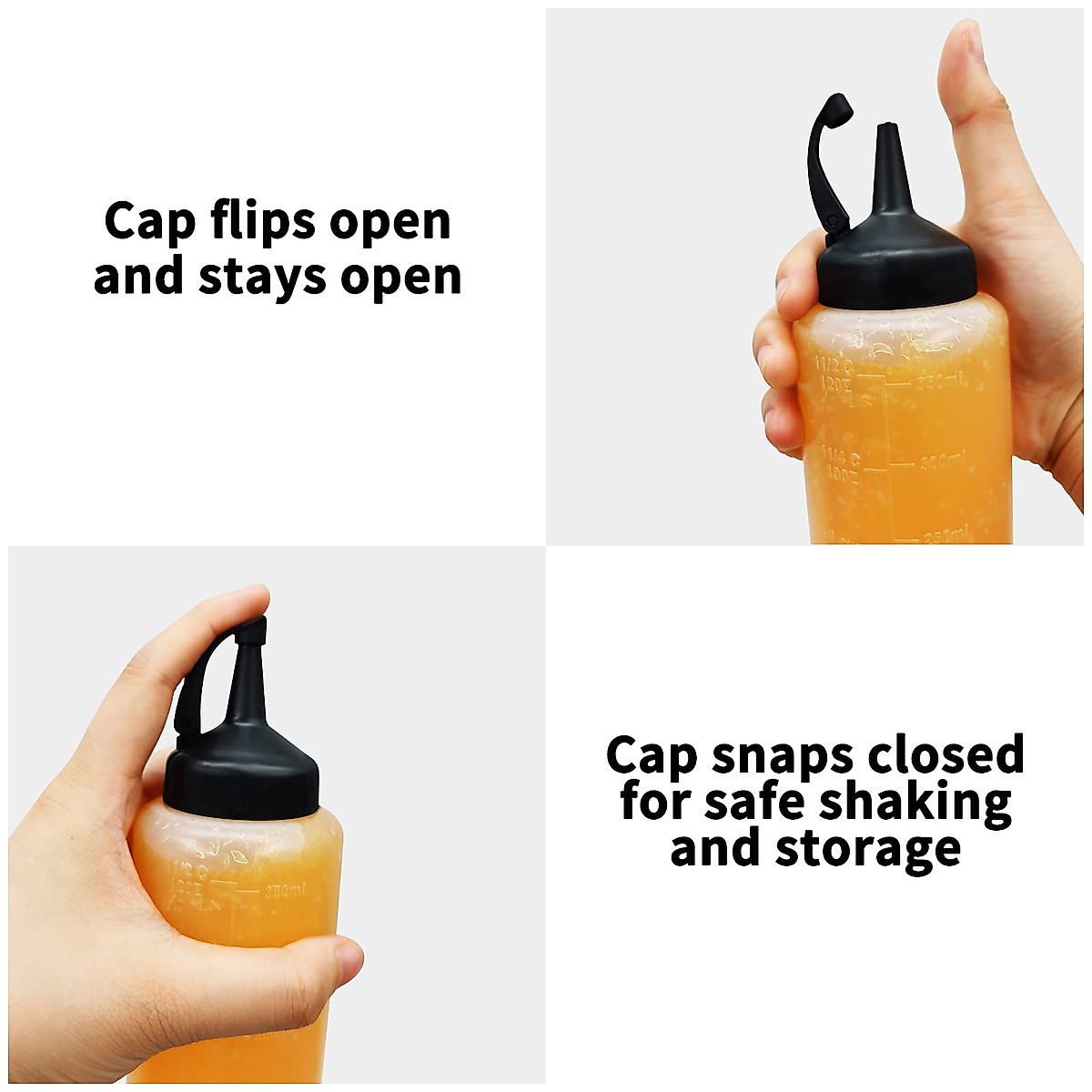 3PACK Plastic Squeeze Bottles,6 oz Plastic Squeeze Squirt Condiment Bottles With Leak-Proof Cap,Condiment Squeeze Bottles Ketchup Squeeze Bottle For Kitchen Use.