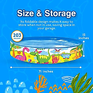 Taylor Toy Kiddie Pool, Splash Pool, Toddler Pool, Kids Pool, Easy Setup, Foldable, Ball Pit, Portable, Water Play, Non-Inflatable, Dinosaur, 203 Gallon