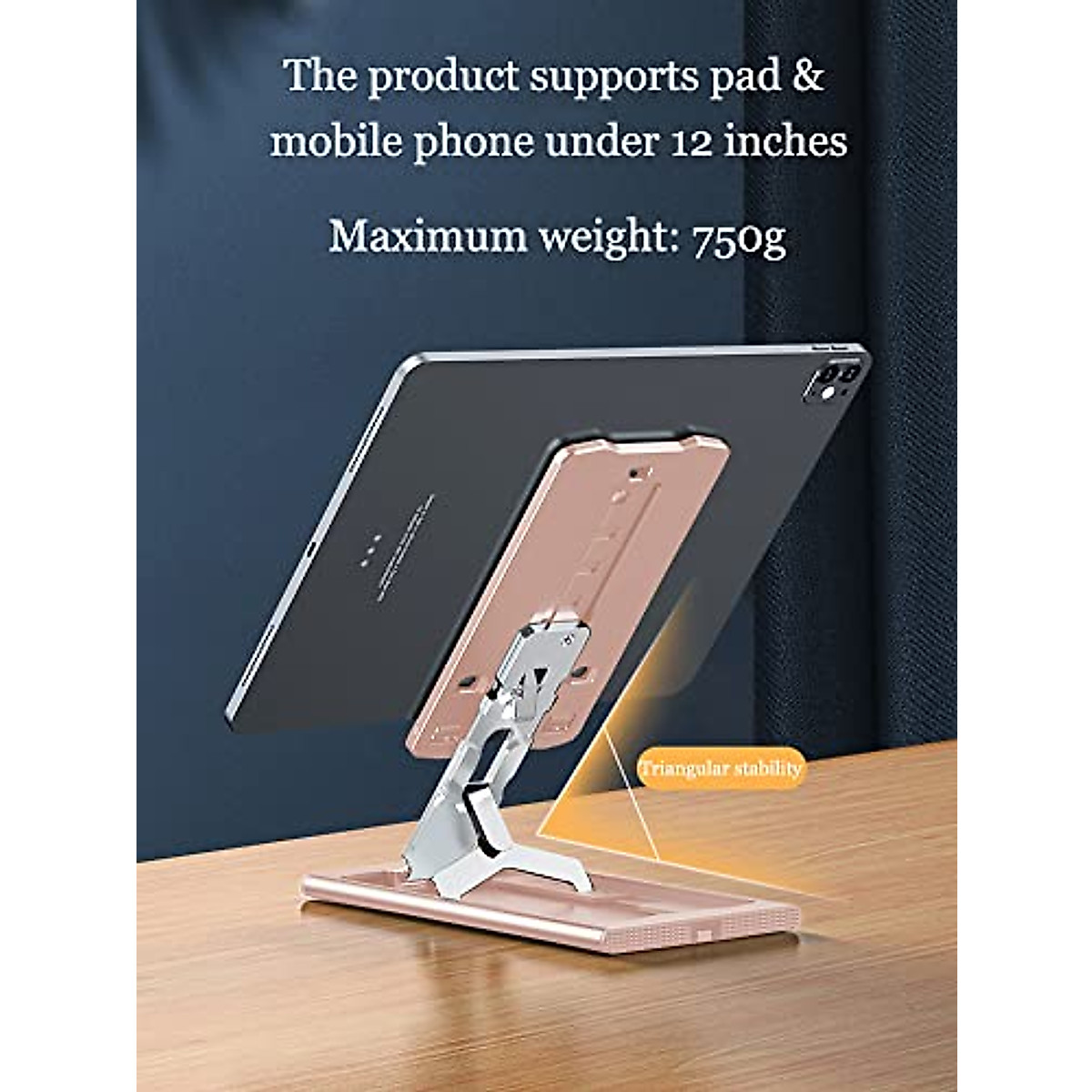 Casartish Portable Cell Phone Stand, Adjustable Phone Stand for Desk, Ultra Thin Phone Holder Stand, Folding Alloy Stand Compatible with All Mobile Phone, iPad, Tablet 4-12'' Desk Accessories (Pink)