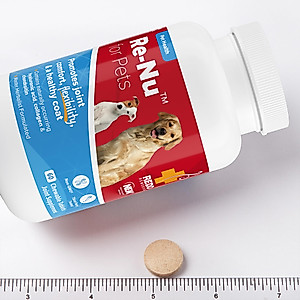 Redd Remedies, RE-NU for Pets, Joint Pain Relief Support for Dogs with Glucosamine, Chondroitin and Collagen from NEM, Calcium and Brewer’s Yeast, 60 Chewable Tablets, Made in The USA
