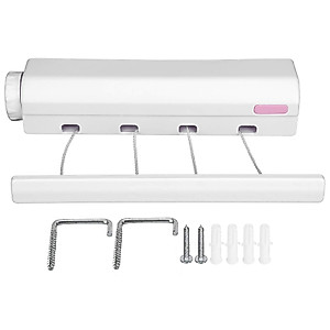 Lwuey Retractable Outdoor Clothesline, Indoor Extendable Clothesline Wall Mounted Flexible Clothes Dryer Adjustable Household Telescopic Hanger Rope Hanging Drying Rack Laundry Bathroom(Four Ropes)