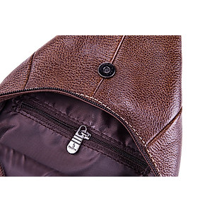 Chrysansmile Genuine Leather Shoulder Sling Backpack Bag Unisex Outdoor Crossbody Sling Pack Sport Daypack One Size